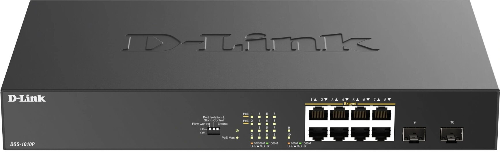 Коммутатор DGS-1010P/B1A (L2) 8x1Гбит/с 2SFP 8PoE 8PoE+