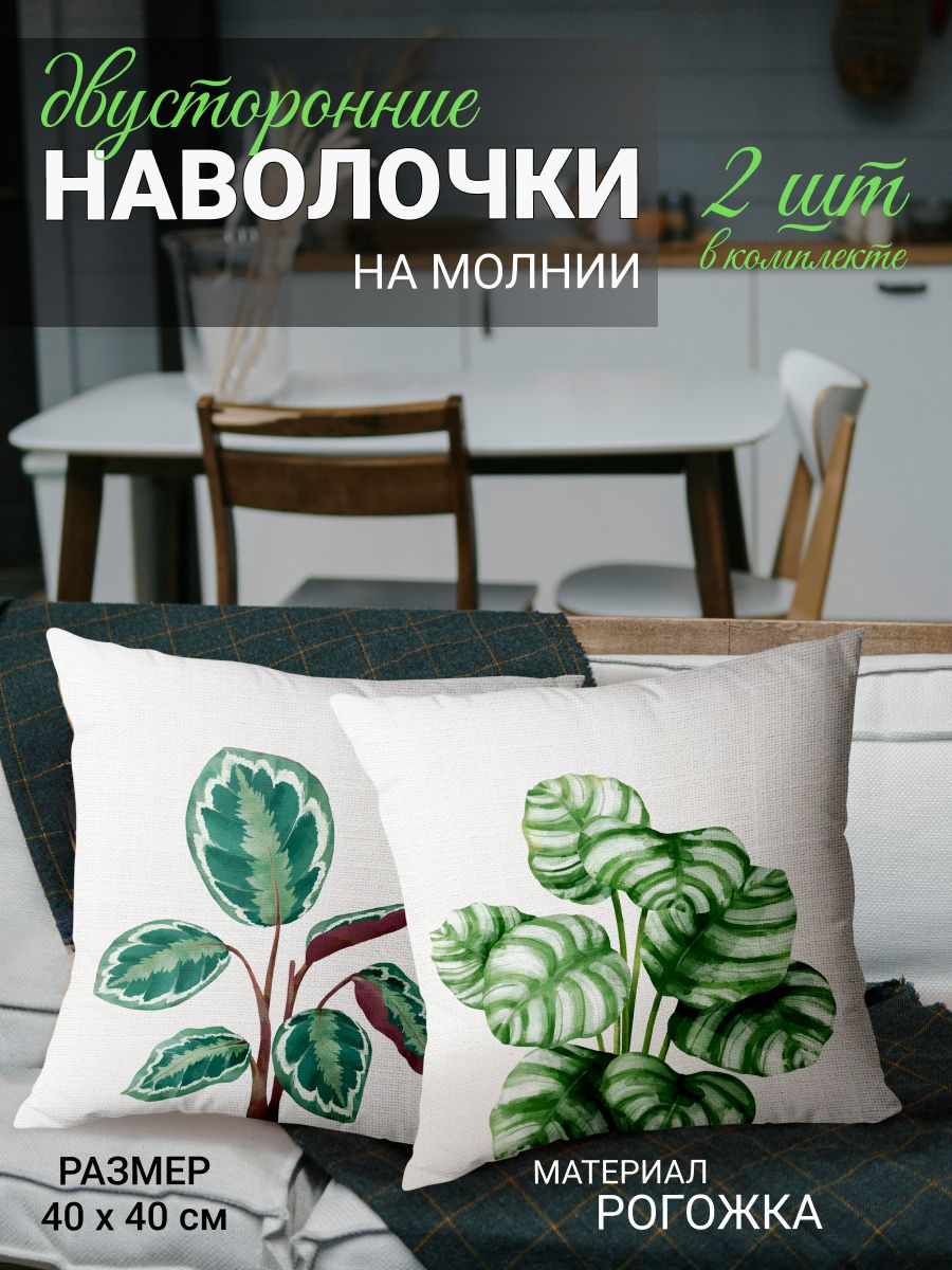 Комплект декоративных наволочек "Экзотическая калатея", 40х40 см