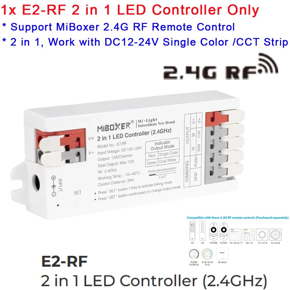 MiBoxer RGB Контроллер E2-RF E3-RF E2-WR E3-WR E2-ZR E3-ZR для светодиодных лент E2-RF 2.4G 2 in 1