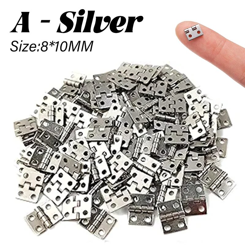 Металлические мини петли для куколных домиков 100 шт 10Set, A - Silver