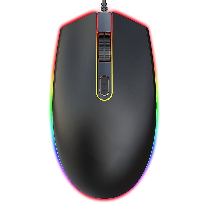 Проводная игровая мышь с RGB-подсветкой, 3 уровня DPI, эргономичная и бесшумная, для ПК и ноутбуков, модель MS13