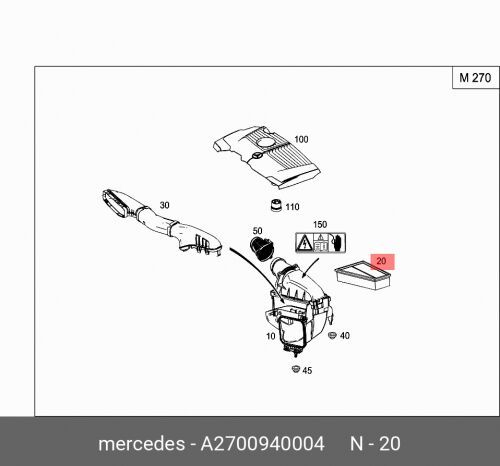 Фильтр воздушный mercedes a, b, cla-class 180-250 2011 >