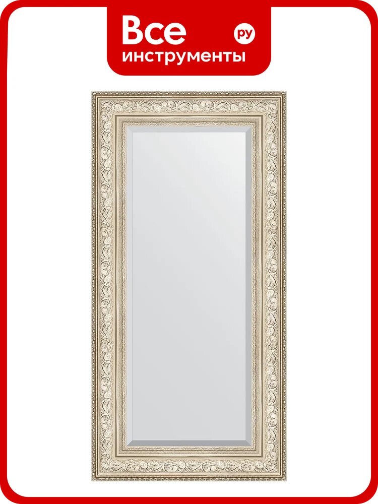 Зеркало EVOFORM с фацетом в багетной раме - виньетка серебро 109 мм (60x120 см) BY 3504