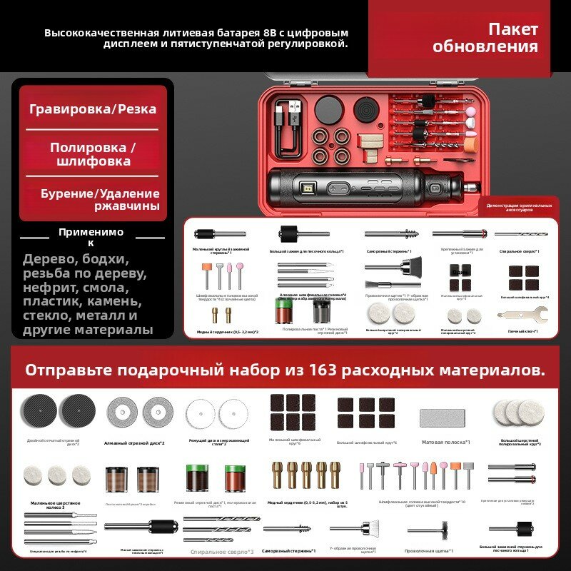 Немецкая компактная ручная электрическая шлифовальная машинка, многофункциональная для резьбы по нефриту и дереву, гравировки, полировки и сверления, мини-электроинструмент.
