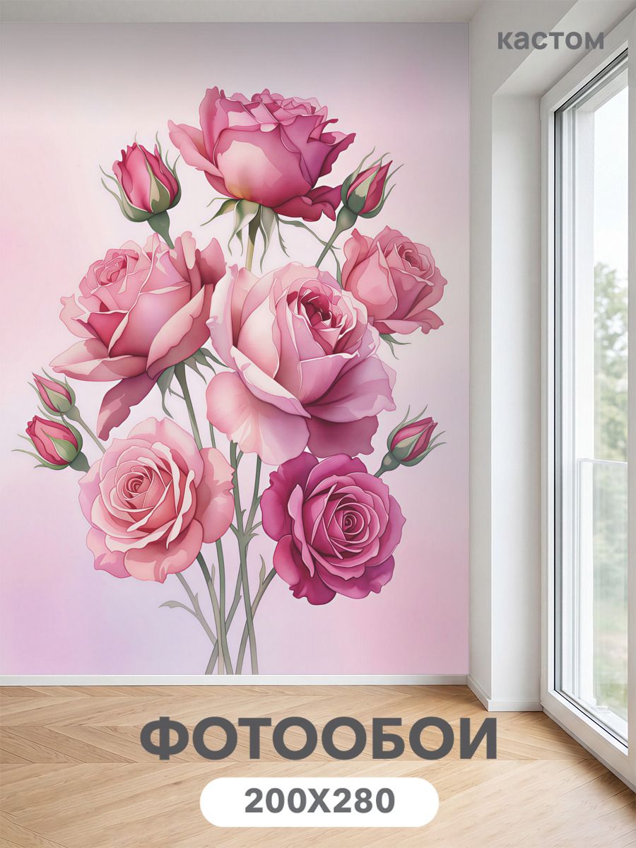 Фотообои на стену флизелиновые 3d Розы 200х270 см
