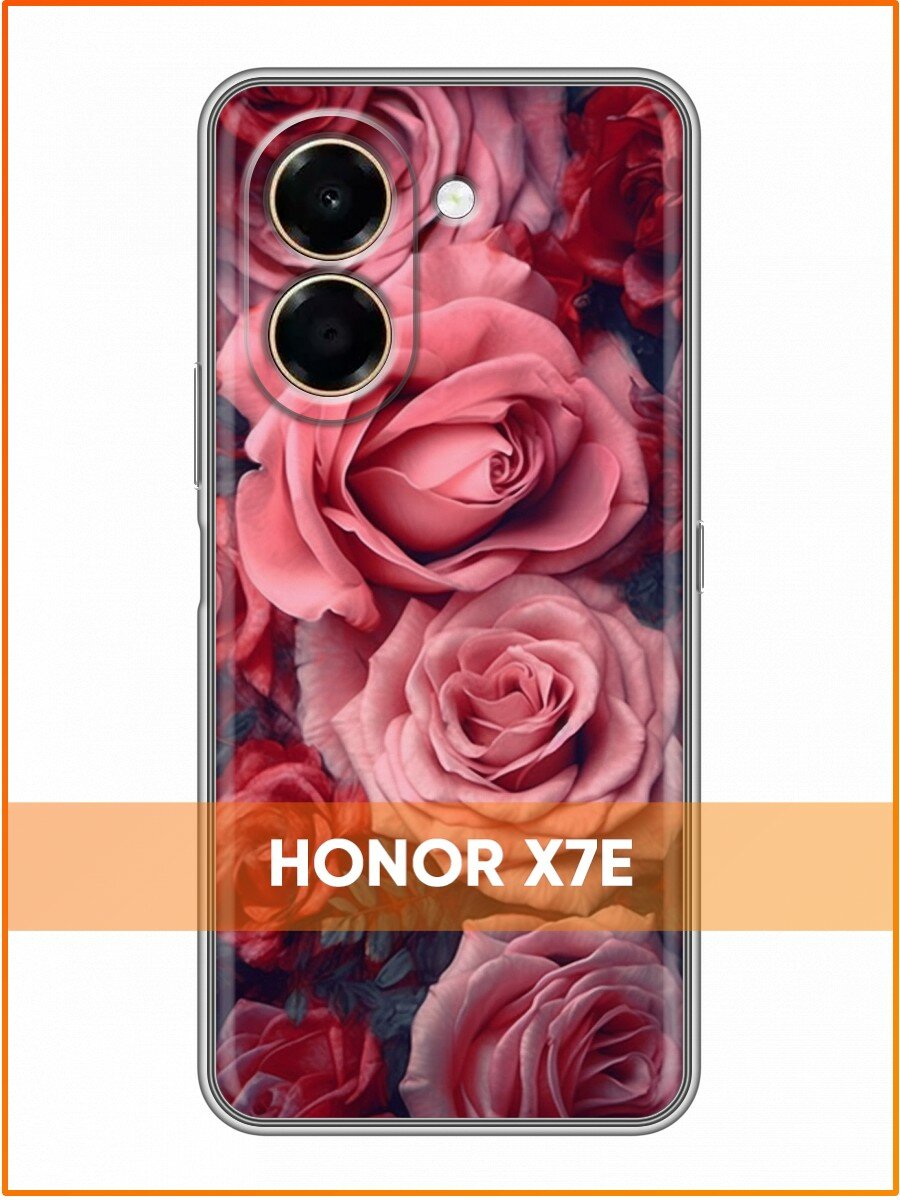 Чехол для Honor X7e с принтом для женщин с цветочками розами (Хонор Х7е)