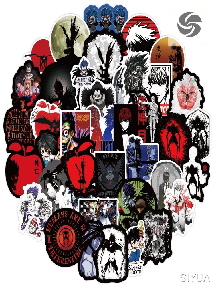 Наклейки Death Note набор 50 шт виниловые стикеры для ноутбука телефона тетради декор — фото 1