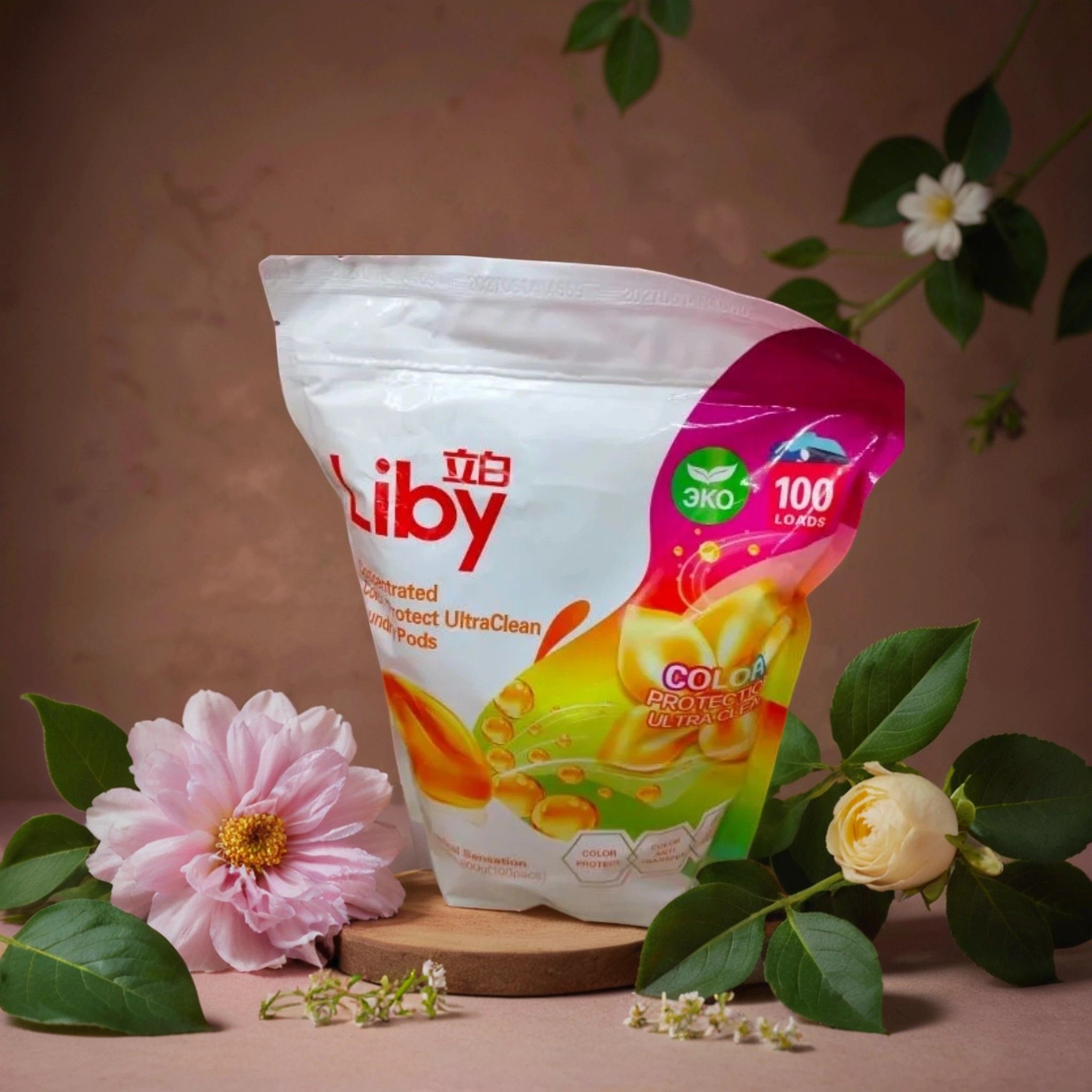 Liby Ultra Clean Laundry Pods Color-Protect Капсулы для стирки Цветных вещей 100 шт 800 гр