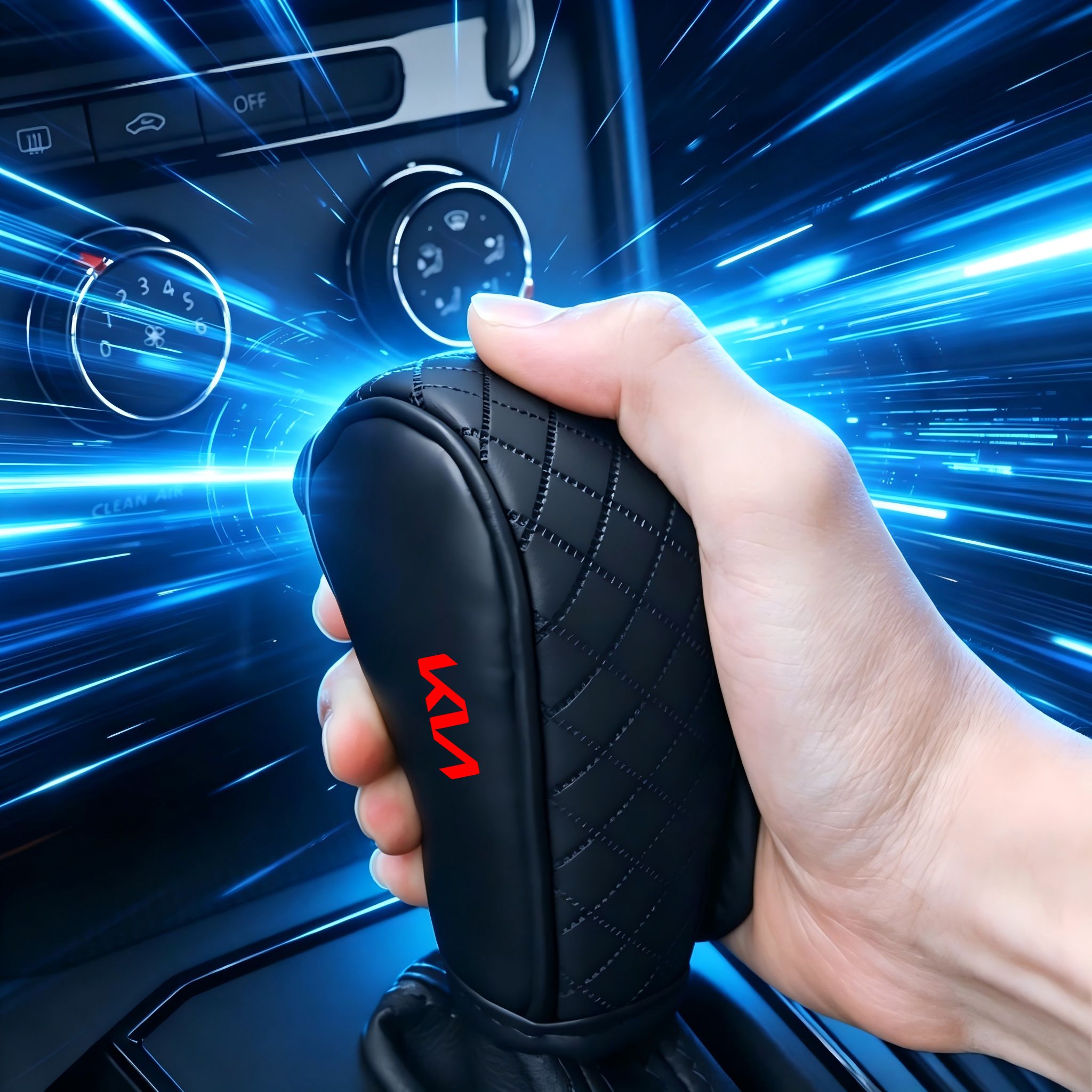 Защитный чехол на рычаг переключения передач из кожи Kia, чёрные, 1 шт.
