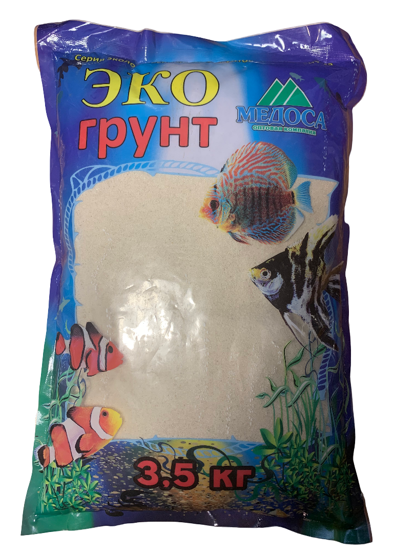 Грунт для морских и преснов аквариумов, палюдариумов, террариумов. Песок кварцевый мелкий Белый Фракция 0,3-0,9 мм; 3,5 кг.