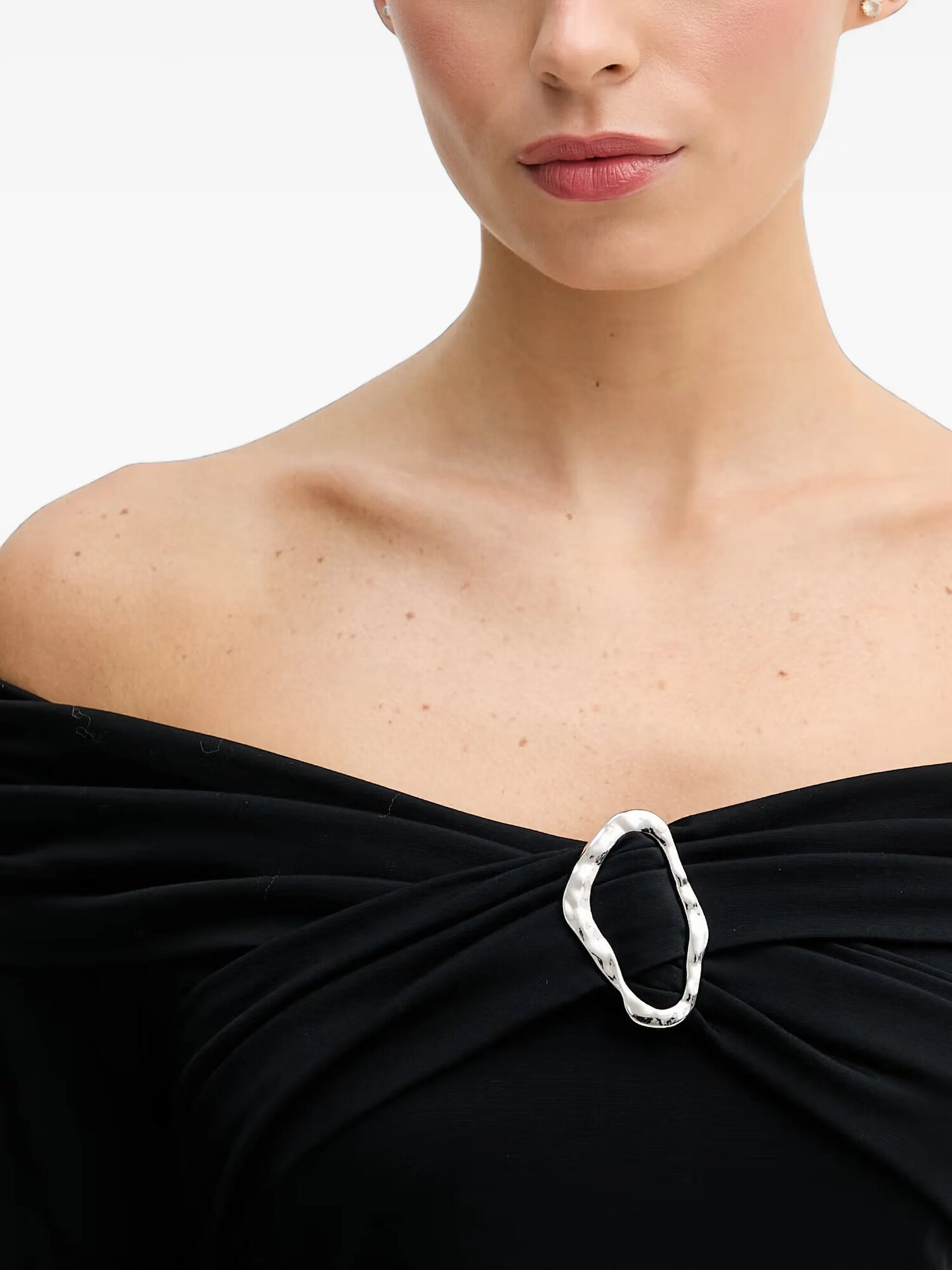 Топ Sisley Off-shoulder hardware-detail top, размер 44, black — фото 1