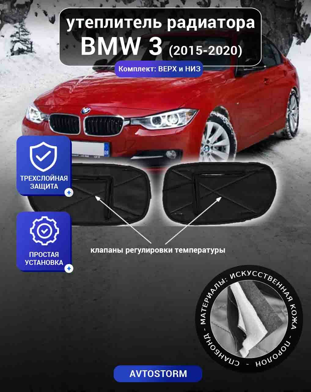 Утеплитель радиатора для автомобиля БМВ BMW 3 (2015-2020)