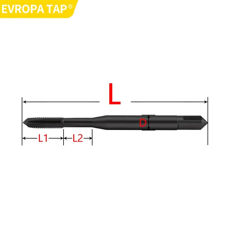 Метчики для резьбы EVROPA TAP HSSE-M35 DIN 376 371 6HX M2 M2.5 M5X0.8 6HX DIN371, Spiral Pointed Tap