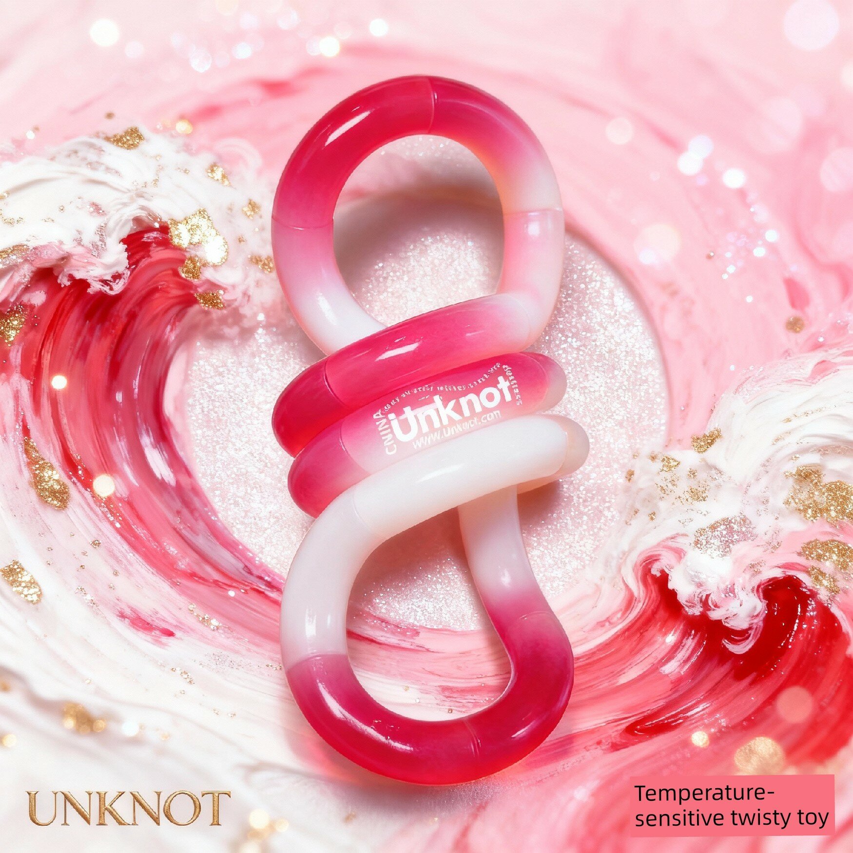 Керамическая игрушка Unknot с изменением цвета: снежная белая роза розовый в белый, в коробке