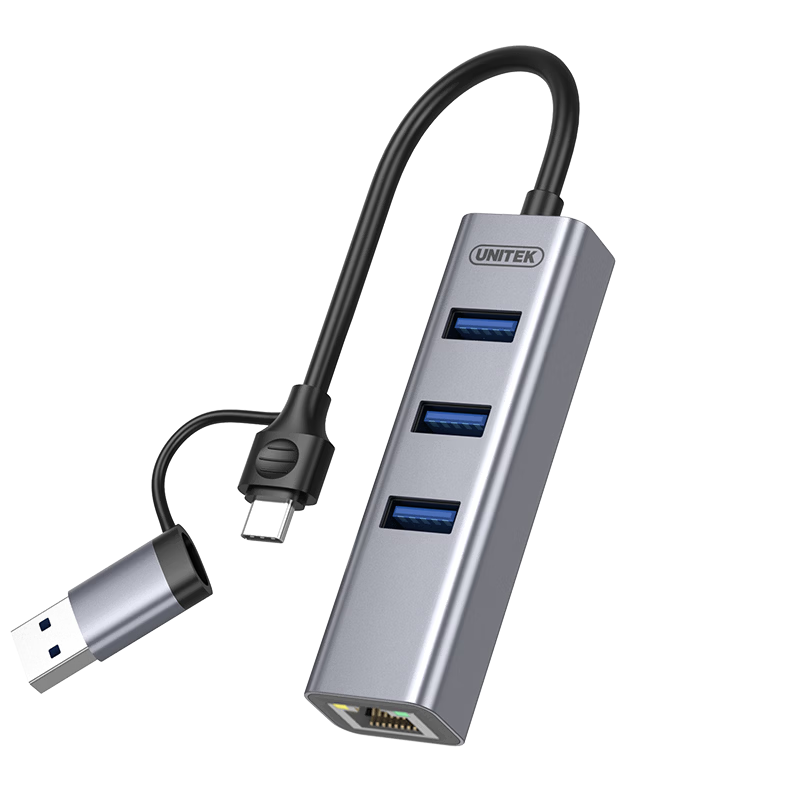 USB к гигабитному сетевому адаптеру с Type-C и 3 портами USB 3.2 для ноутбуков Apple и Huawei внешний сетевой