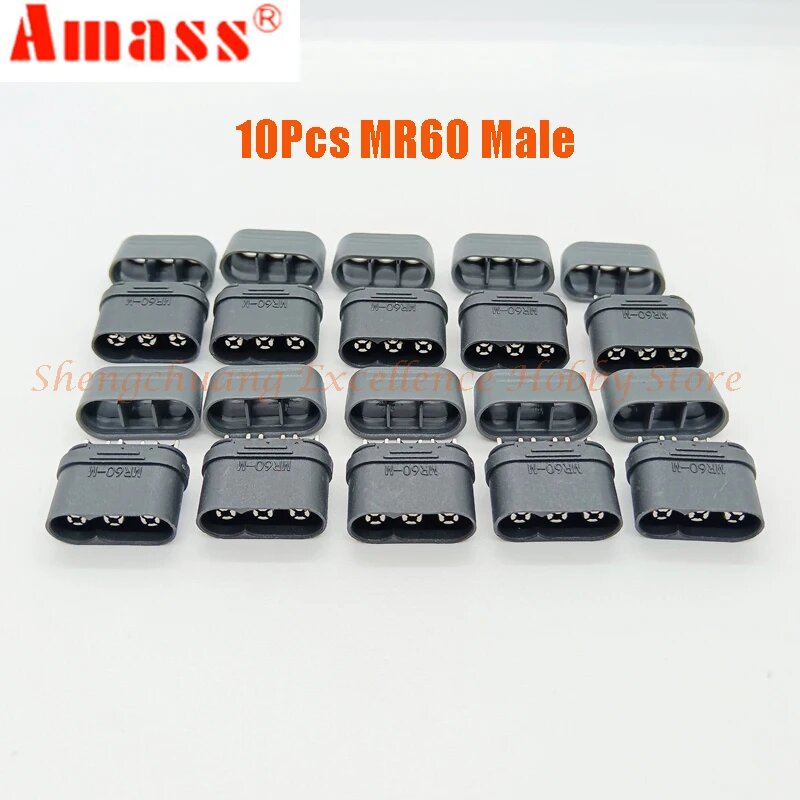 Разъемы Amass MR60 черные 3-контактные 5/10 шт 10Pcs MR60 Male
