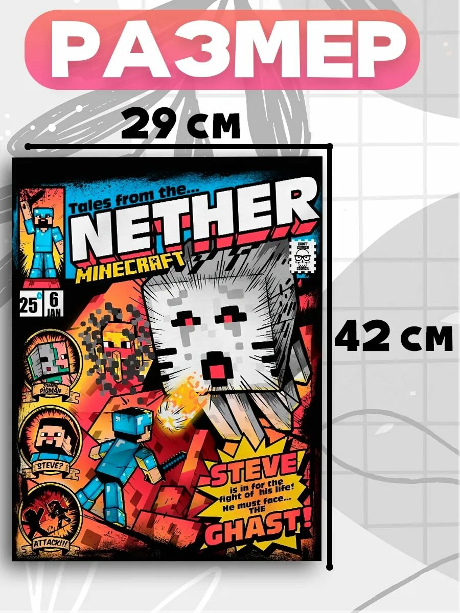 Постеры на стену для интерьера Minecraft, плакат 1шт, А3 размер. — фото 1