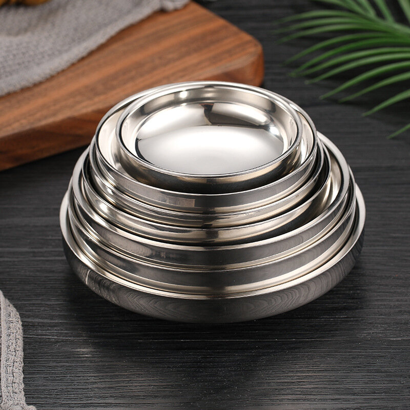 Двухслойная приправа из нержавеющей стали с толстым блюдом кимчи Блюдо кимчи [Свет]_13.3cm