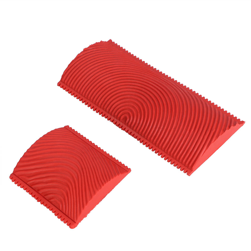 2Pcs/Set Красные Резиновые Щетки с Зубчатыми Краями для Декорирования Стен с Эффектом Древесины, Инструменты для DIY, Размеры L 15*6.5*3cm и S 7.5*6.5*3cm