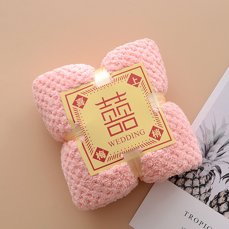 Тонкое Тканое полотенце из кораллового флиса мягкое Впитывающее свадебное возвращение пара свадебное полотенце подарок