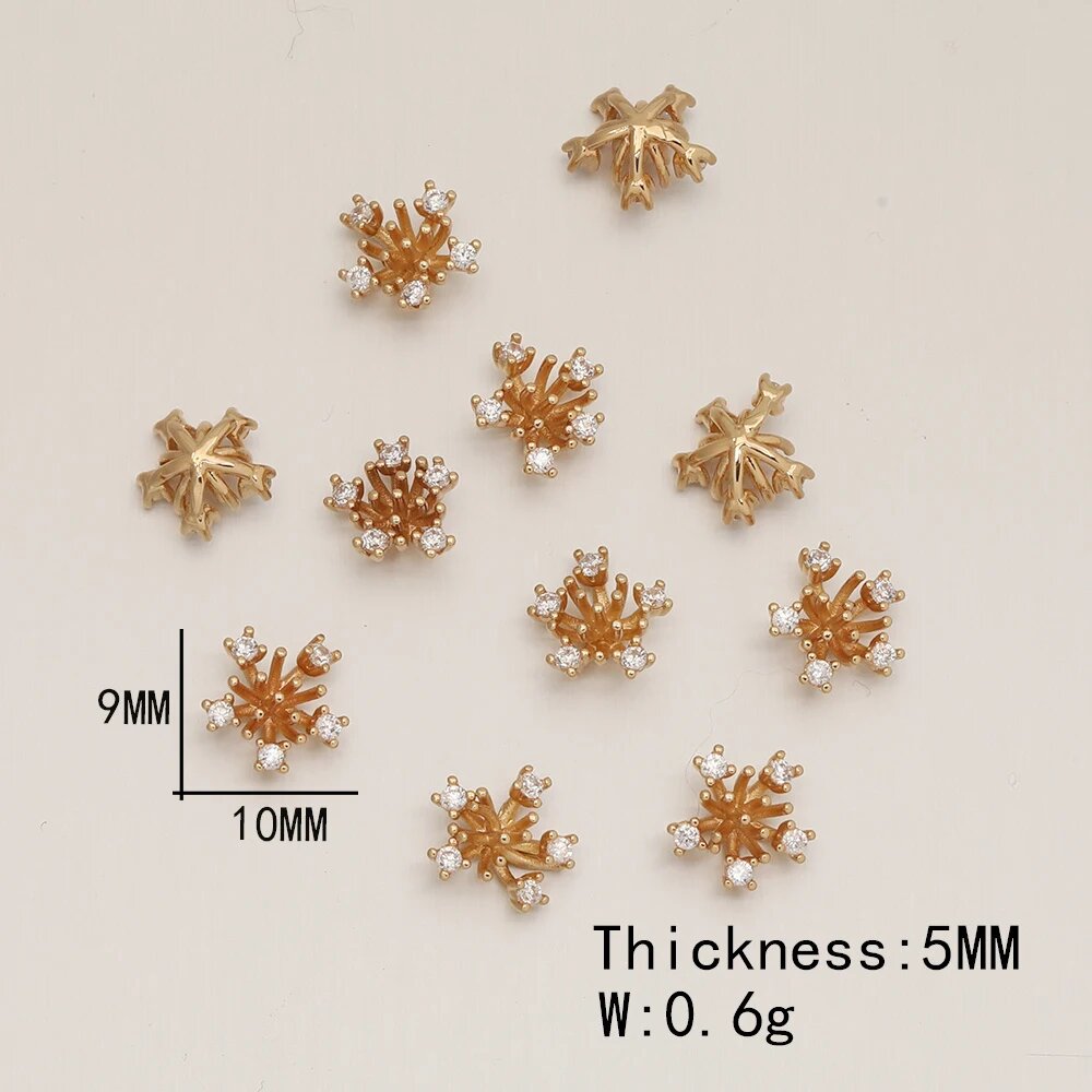 Медные проставки со стразами 9X10MM, 100шт