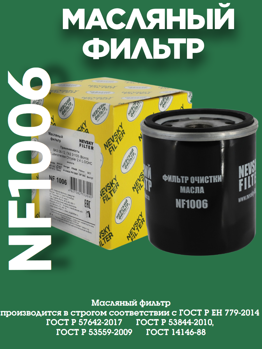 Фильтр масляный Газ; Chrysler; Jeep; Land Rover; Fiat; Lancia; Alfa Romeo.