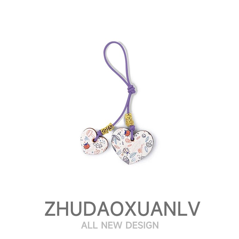 Простой брелок из натуральной кожи с принтом в виде сердца, креативный брелок для ключей от машины, украшение для