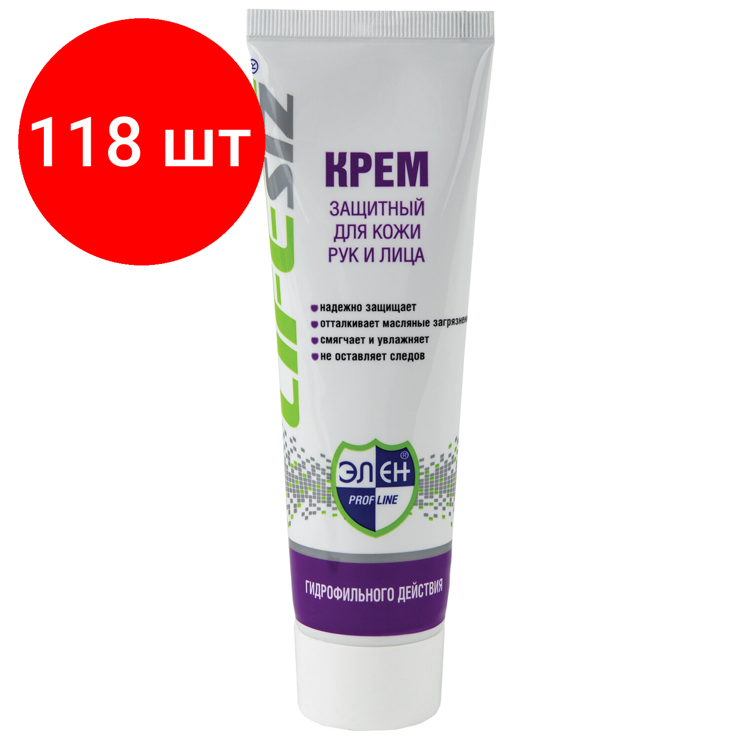 Комплект 118 шт, Крем защитный, 100 мл, элен, гидрофильный, от масел, красок, смазок, извести, цемента