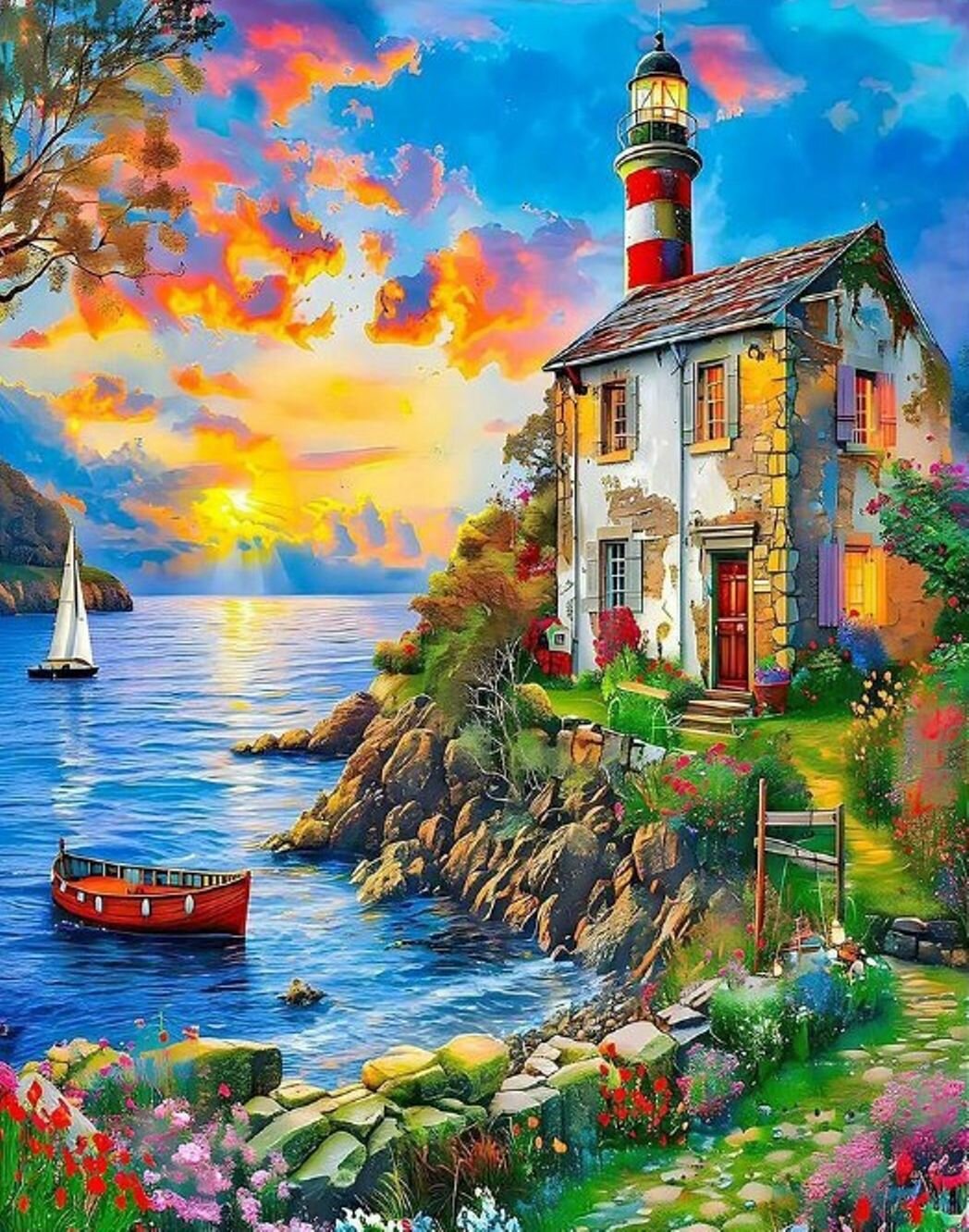 Алмазная мозаика на подрамнике 40*50 "Яркий маяк"