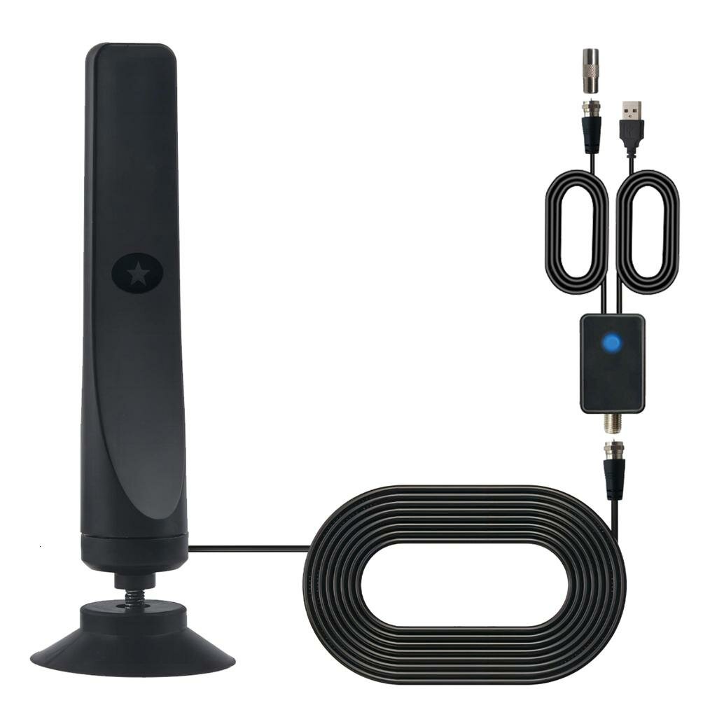 Цифровая антенна для ТВ с усилителем, Черный