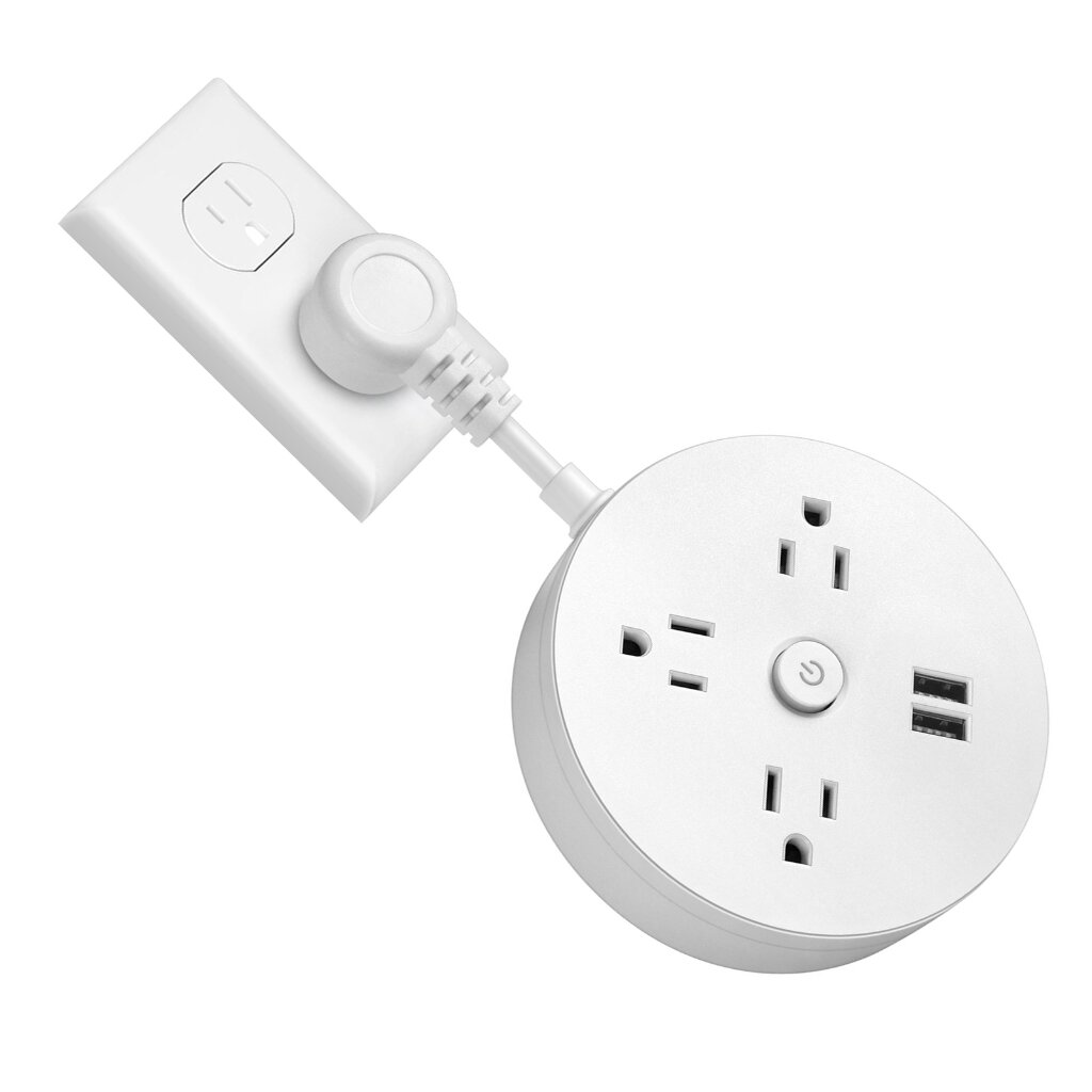 Портативный Удлинитель настенной розетки USB Power Panel с несколькими розетками (3 розетки переменного тока и порт 2USB) для дома и Офиса