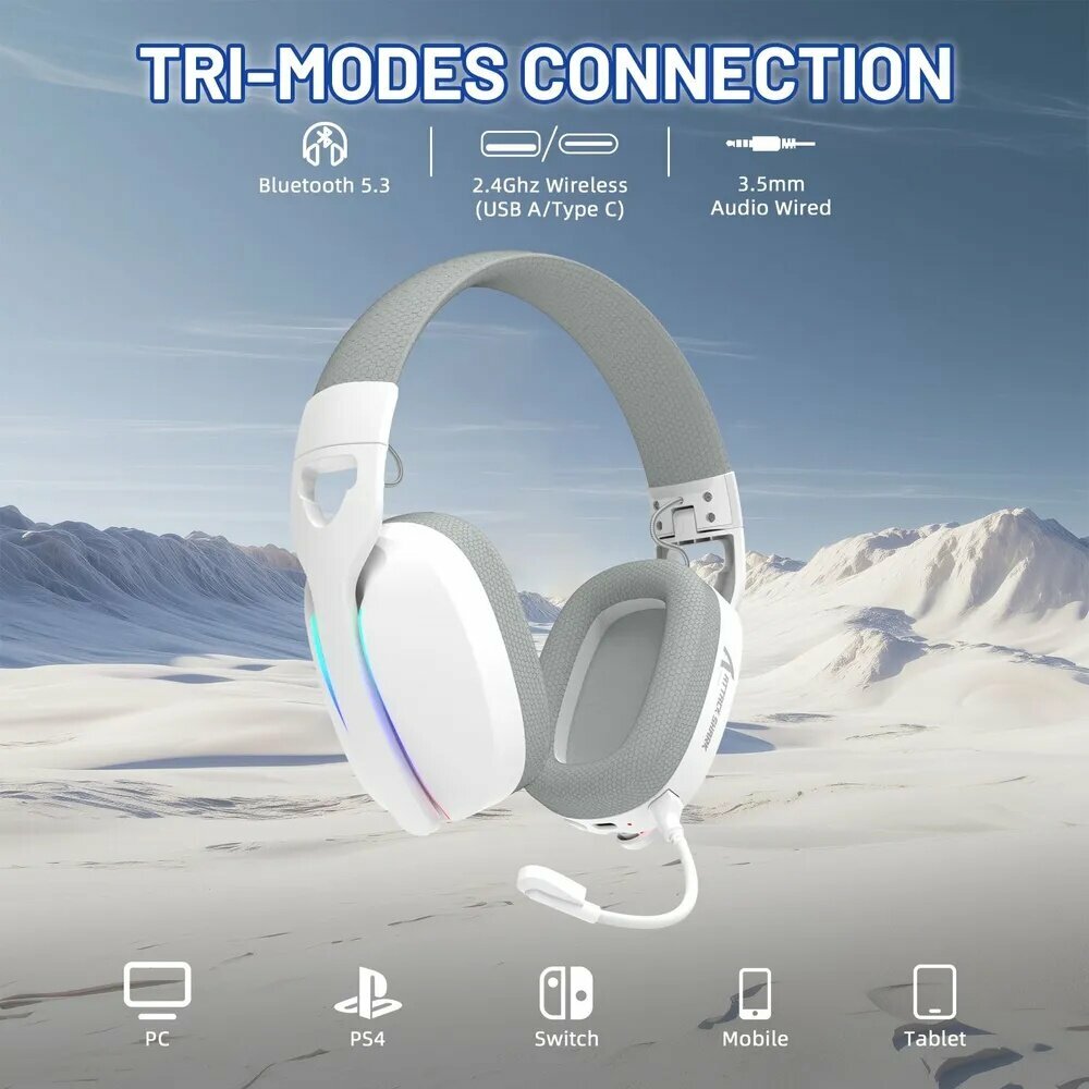 ATTACK SHARK Наушники, Bluetooth, USB Type-C, белый