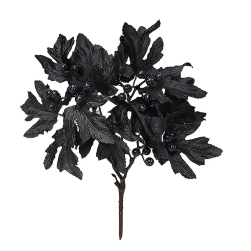 Искусственные кленовые листья, шишки, ягоды для домашнего декора, Черный