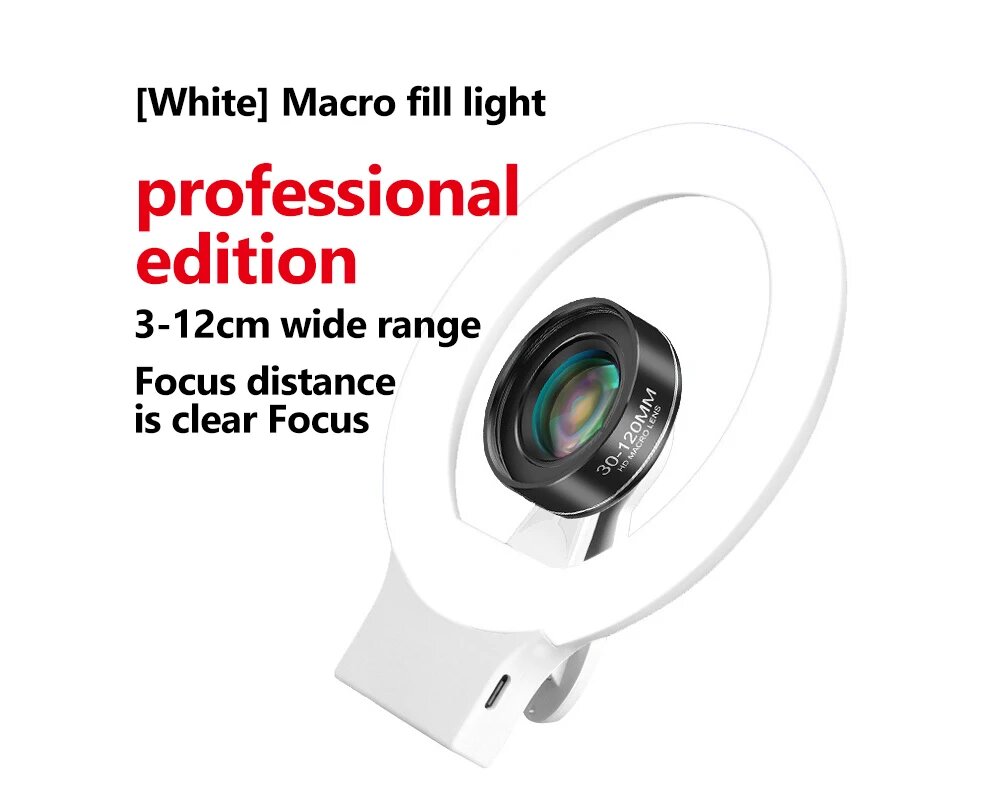 Подсветка для смартфона, с макрообъективом, 3-120 мм, 15X Professional Edition