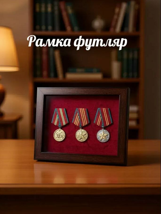 Рама планшет ручной работы для медалей, орденов и нагрудных знаков, бордовая