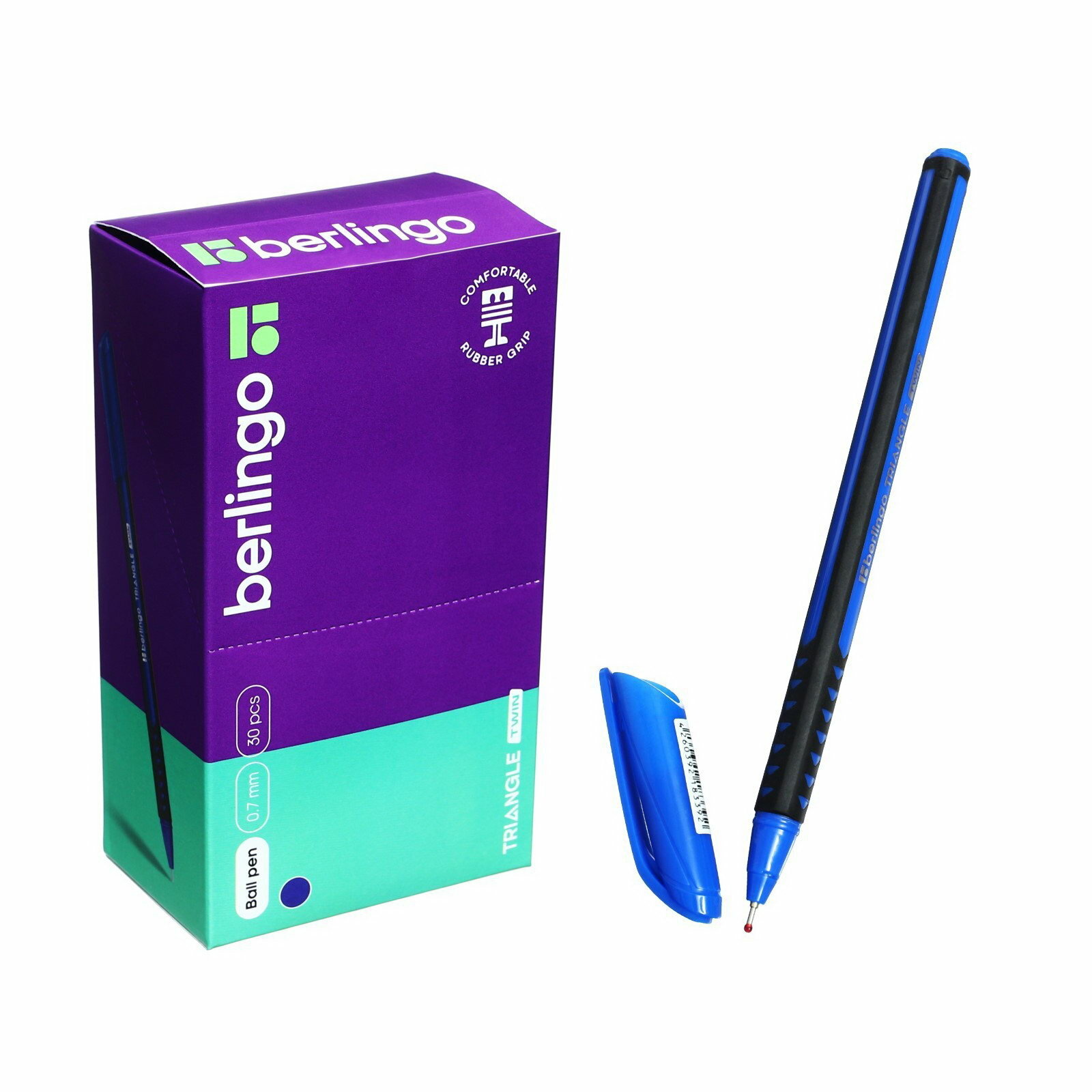 Ручка шариковая. Triangle Twin, синий стержень, игольчатый узел 0.7 мм, 30 шт.