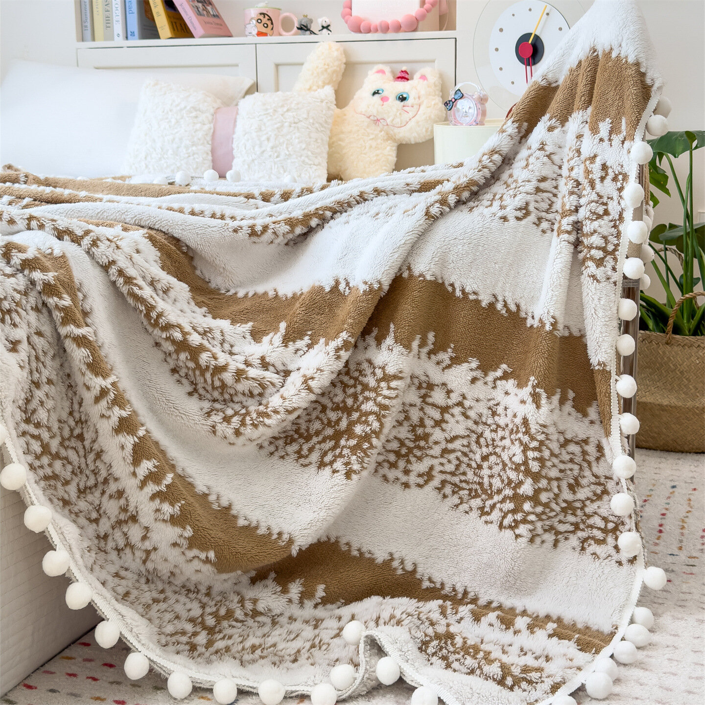 Катионное жаккардовое молочное вельветовое одеяло класса А, офисное одеяло для сна, многофункциональное одеяло,