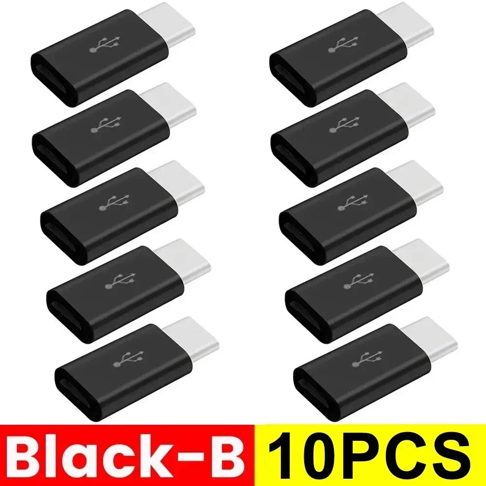 10шт. Адаптер USB Type-C на Micro USB Black B