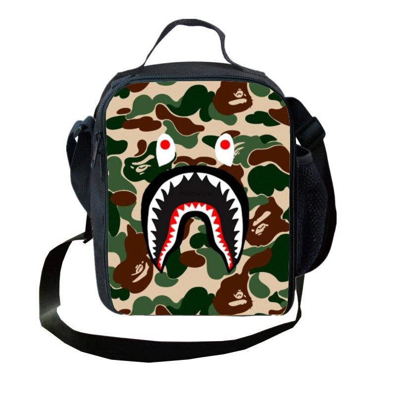 2026 Новый печатный рюкзак с граффити "Большой рот", мультяшный аниме-ланч-бокс, пенал, трехкомпонентный набор, большая вместимость, модный для молодежи и подростков