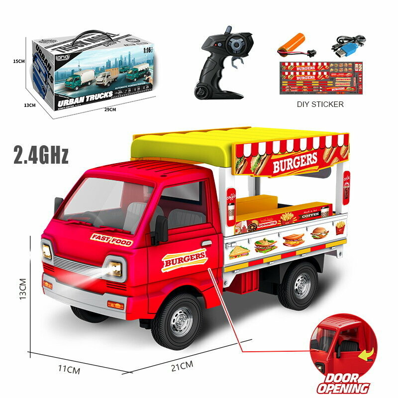 Радиоуправляемый грузовик RC Cars 1/16 Scale 2.4G Mini Cargo Truck с подсветкой, управляемый дистанционно, для дрифта и гонок, электрическая модель автомобиля, игрушка, подарок для детей.