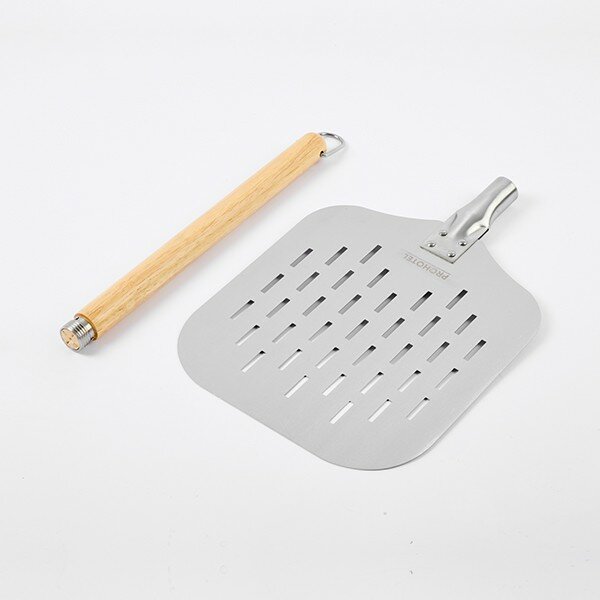Лопата для пиццы перфорированная, алюминий, 66/26 см, цвет металл, деревянный (Prohotel)