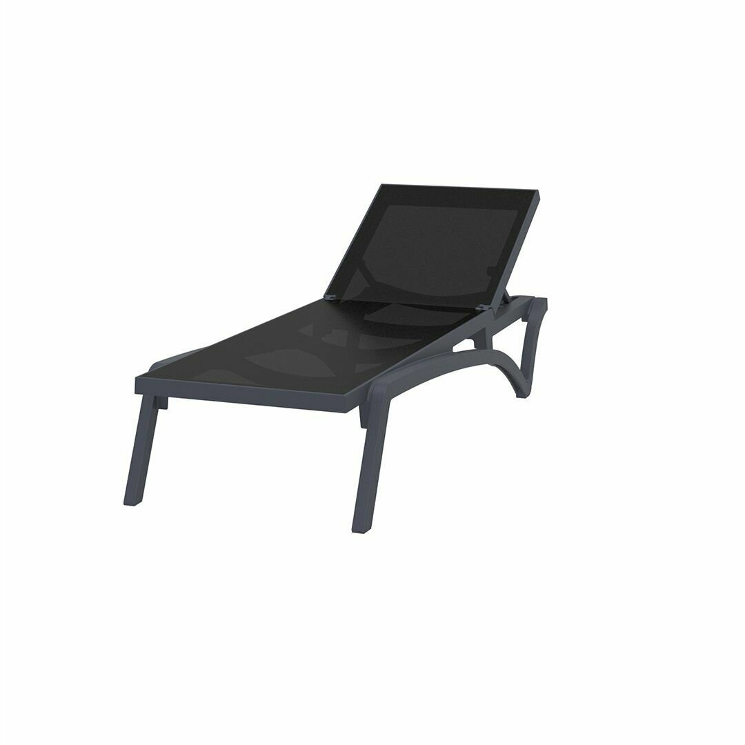 Шезлонг PACIFIC, пластик, текстиль, регулируемая спинка, чёрный, 193х68х35 см