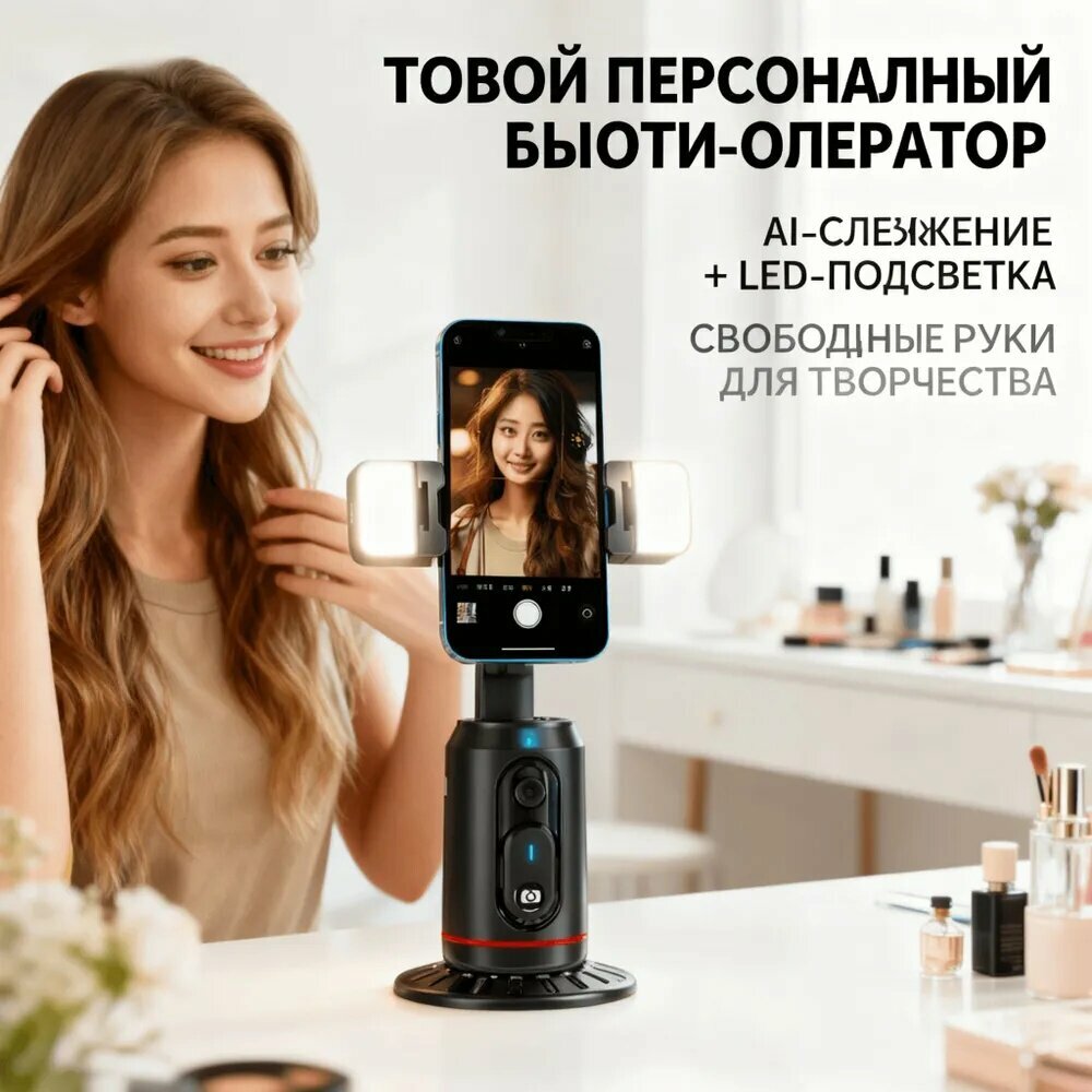Умный штатив-держатель для телефона с AI отслеживанием лица 360, автоматический стабилизатор без приложения, управление жестами, для блогеров, стримов и видео