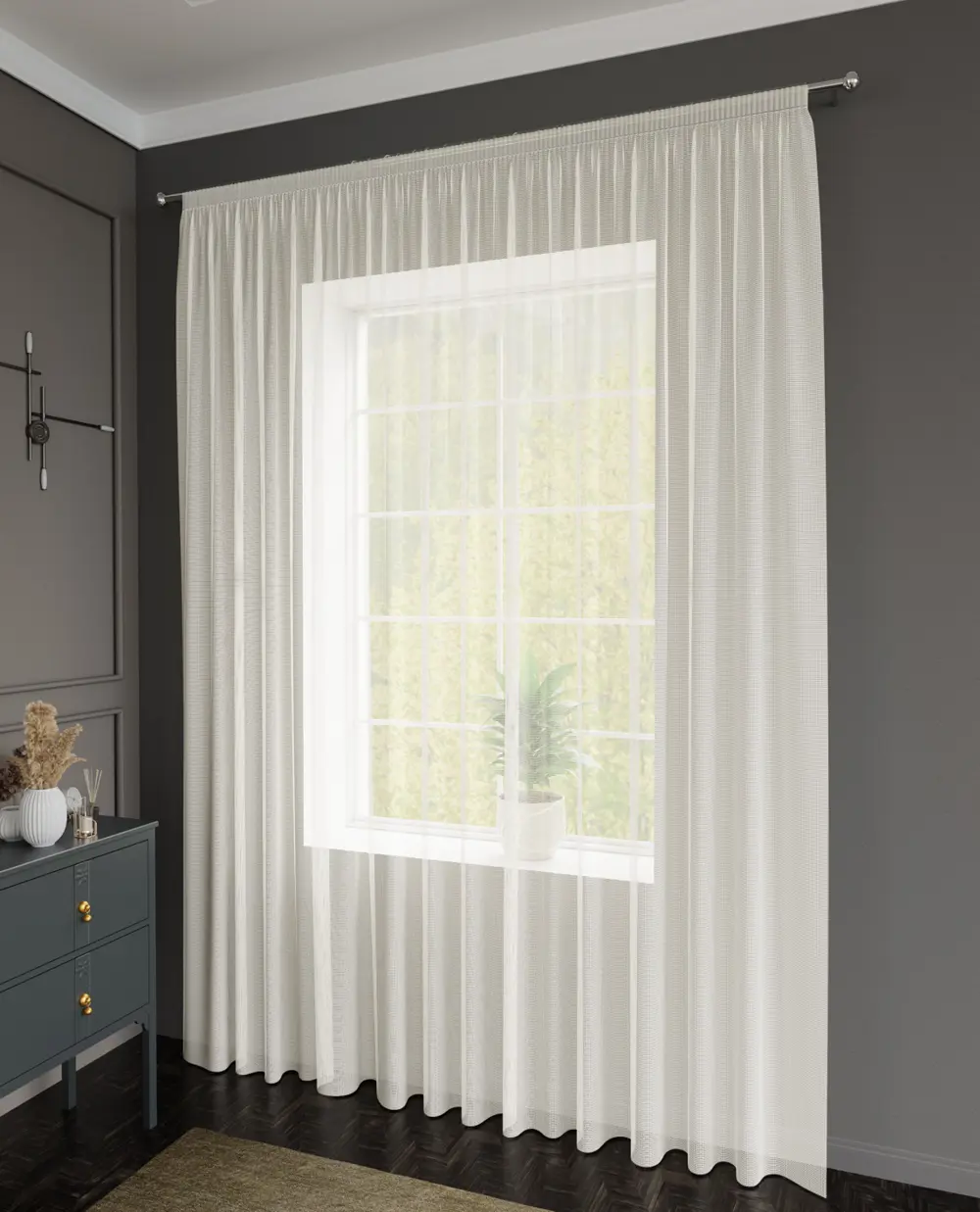 Тюль на ленте Фентези макраме 250x260 см цвет кремовый