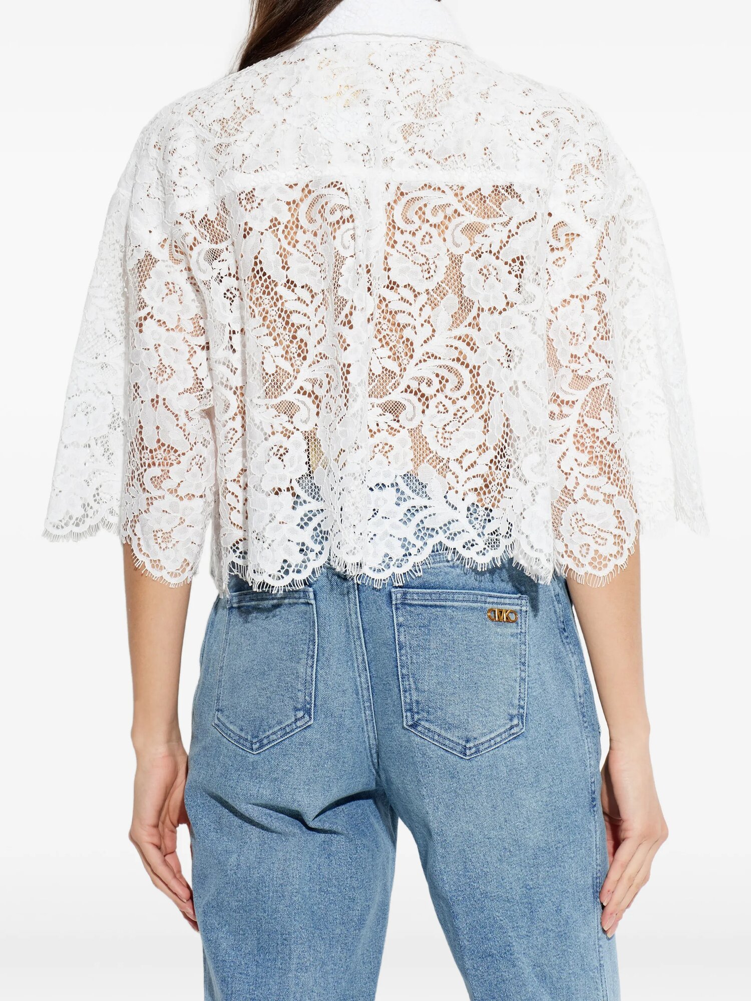 Рубашка MICHAEL KORS Lace button shirt, размер XS, white — фото 1
