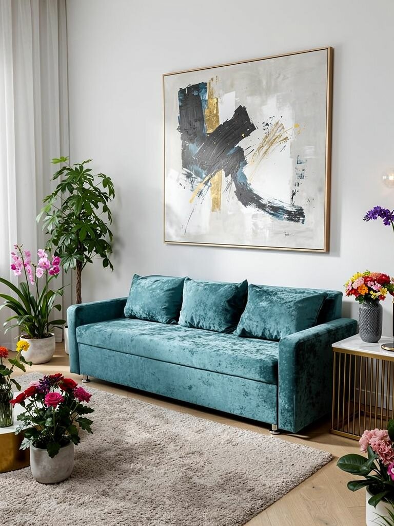 Диван-кровать "Вектор" OWN, еврокнижка, велюр, зеленый, 220x82x95 см