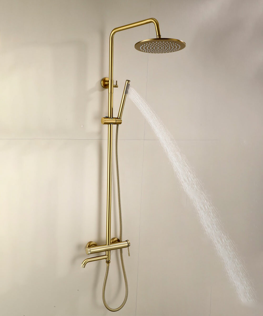 Душевая система с тропическим душем из латуни от бренда Hansen HL33098-D матовое золото