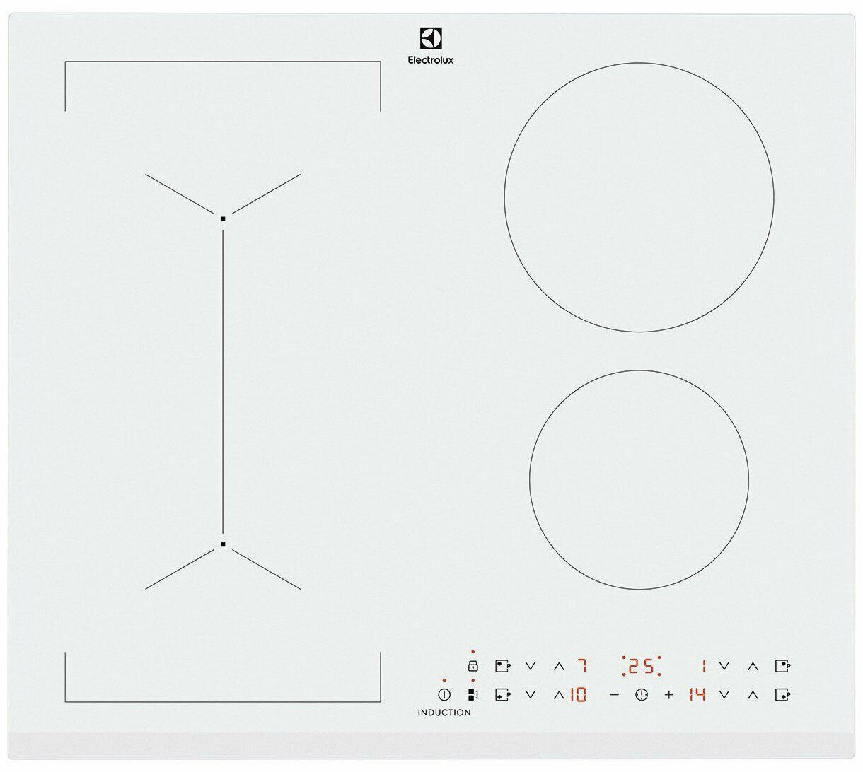 Варочная панель Electrolux LIV63431BW Bridge 600, белая, индукционная, Hob2Hood
