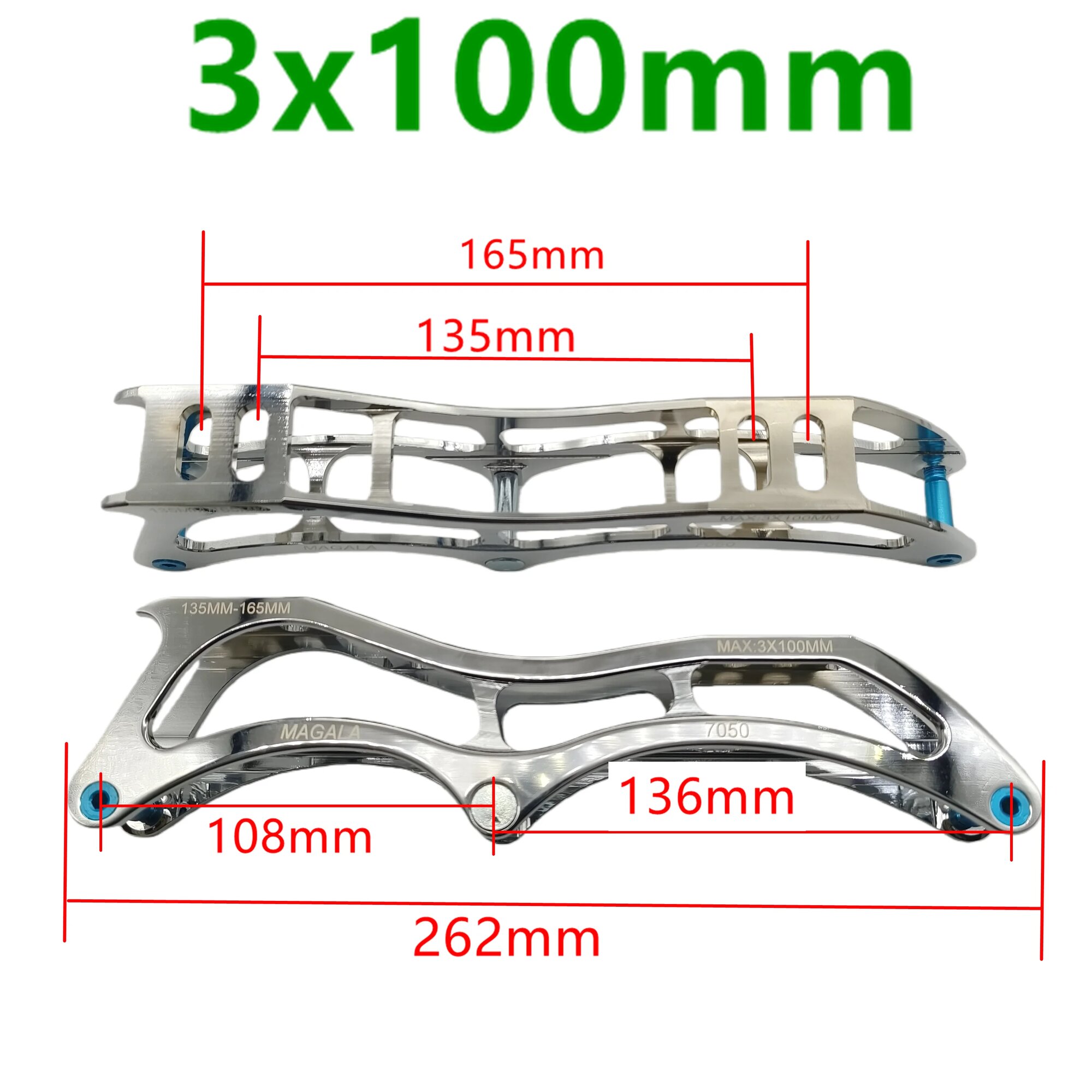 Кронштейн для скоростных роликов MCgala 3x100 3x100mm silver color