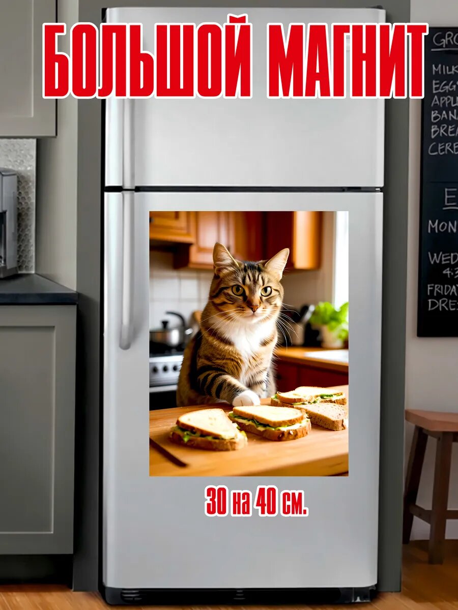 Магнит на холодильник Арт-Декоро «Коты», 30x40 см, магнитный винил